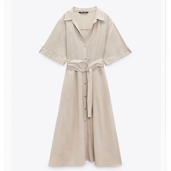 Zara | Dresses | Zara Linen Blend Belted Shirt Dress | Poshmark